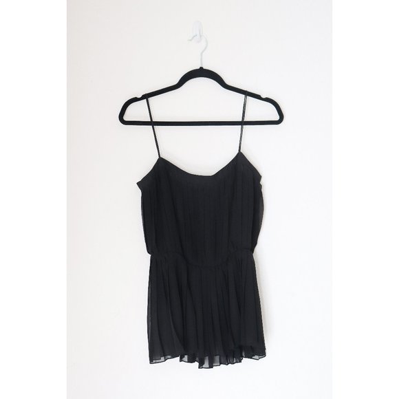 Zara | Tops | Zara Basic Black Thin Strap Pleated Top S | Poshmark